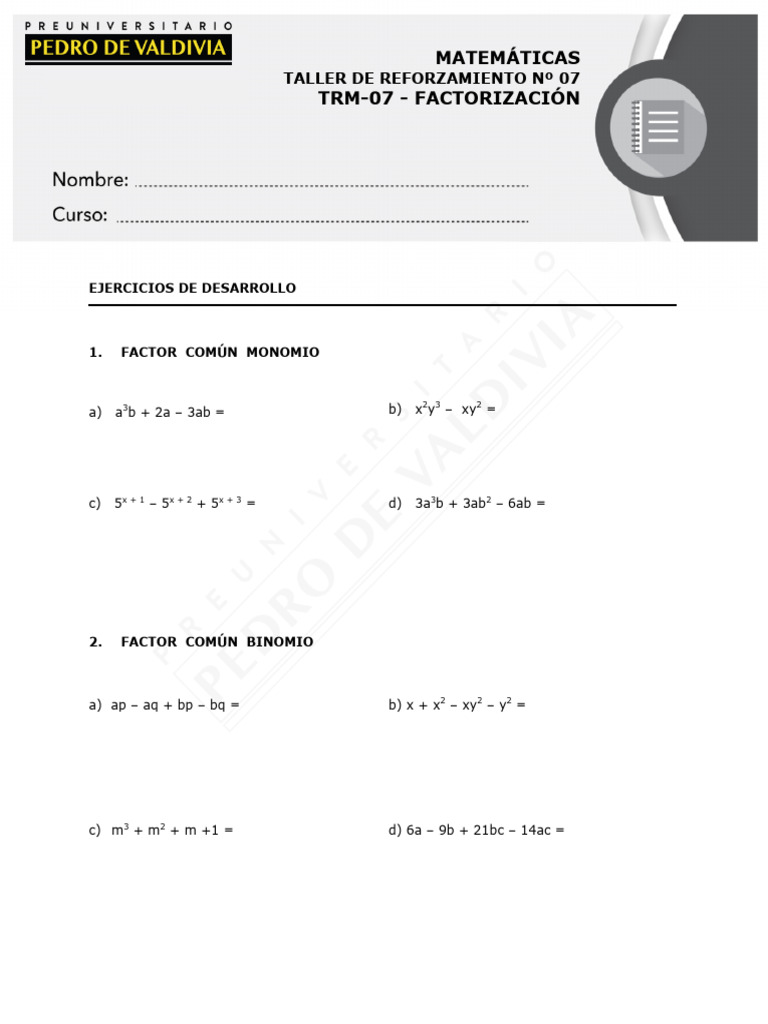 5566 TRM 07 - Factorización | PDF | Factorización | Aritmética