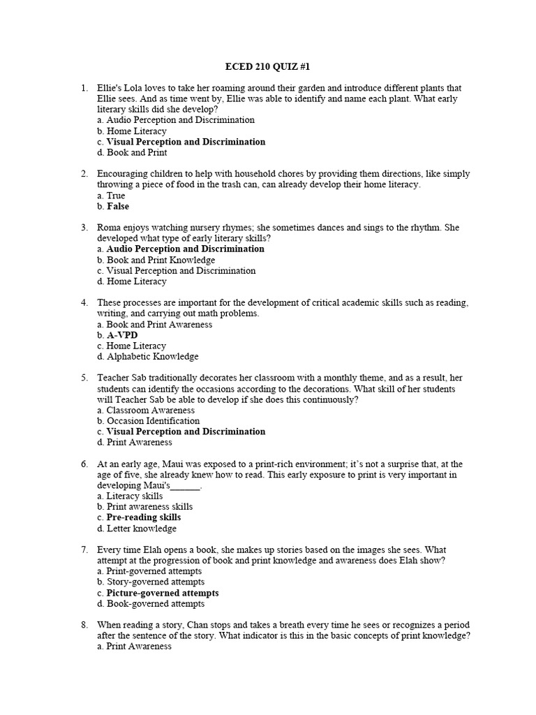 Eced 210 Quiz | PDF | Literacy | Learning Methods