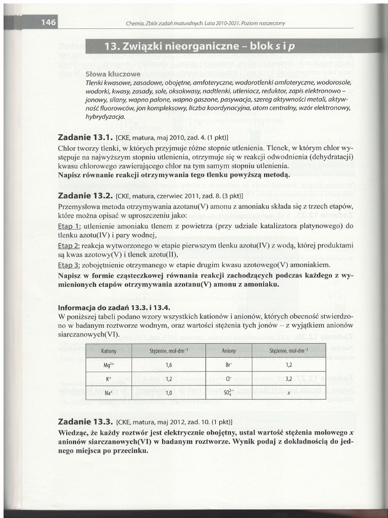 Związki Nieorganiczne - Blok S I P Zadania | PDF