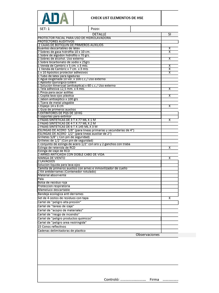 Tubo de látex en checklist HSE | PDF
