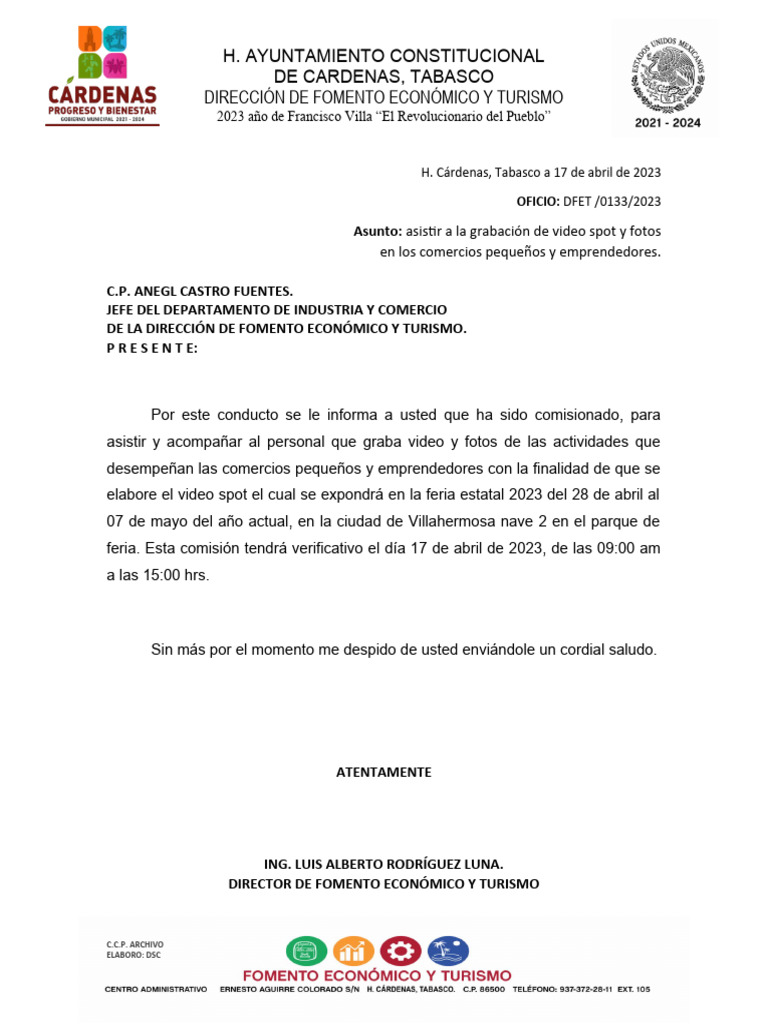 OFICIO COMISION | PDF OFICIO COMISION | PDF