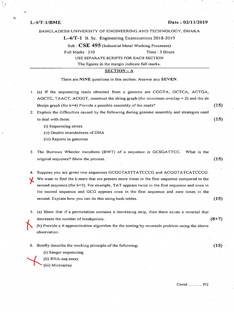 Cse Q Pdf Sequence Alignment Life Sciences
