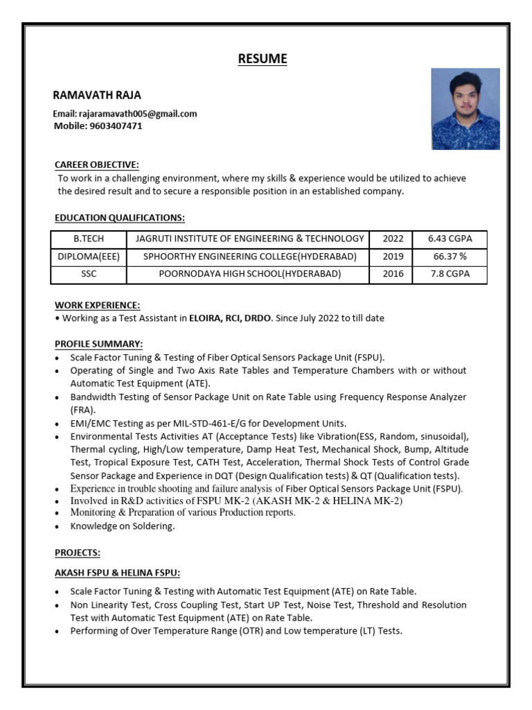 Fiber Optical Sensors Engineer Resume | PDF | Optical Fiber | Applied ...