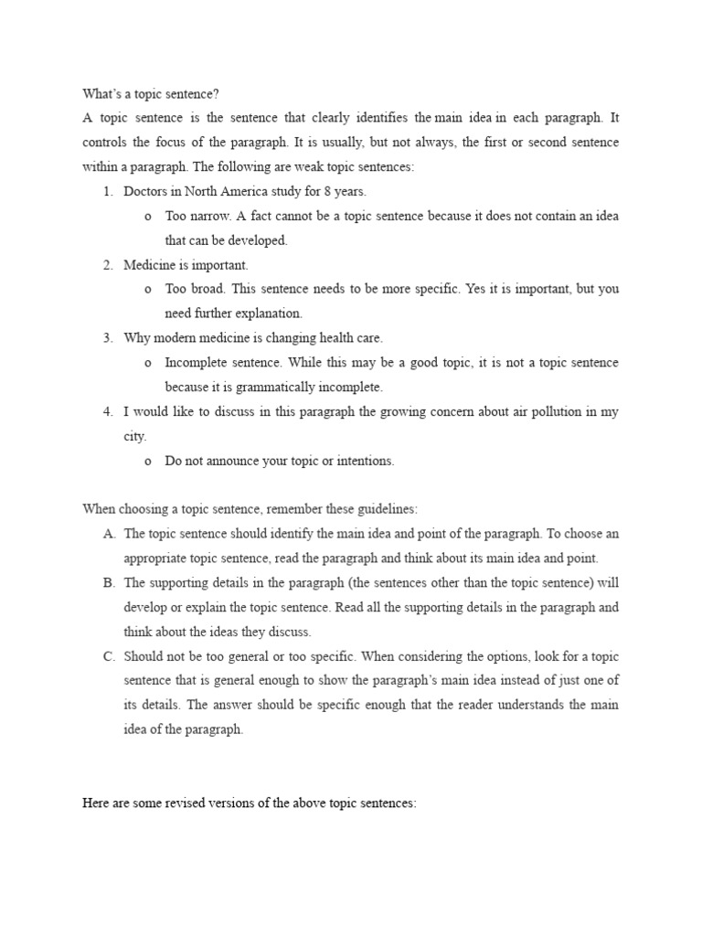 Understanding Topic Sentences Explained | PDF | Perfume | Medicine