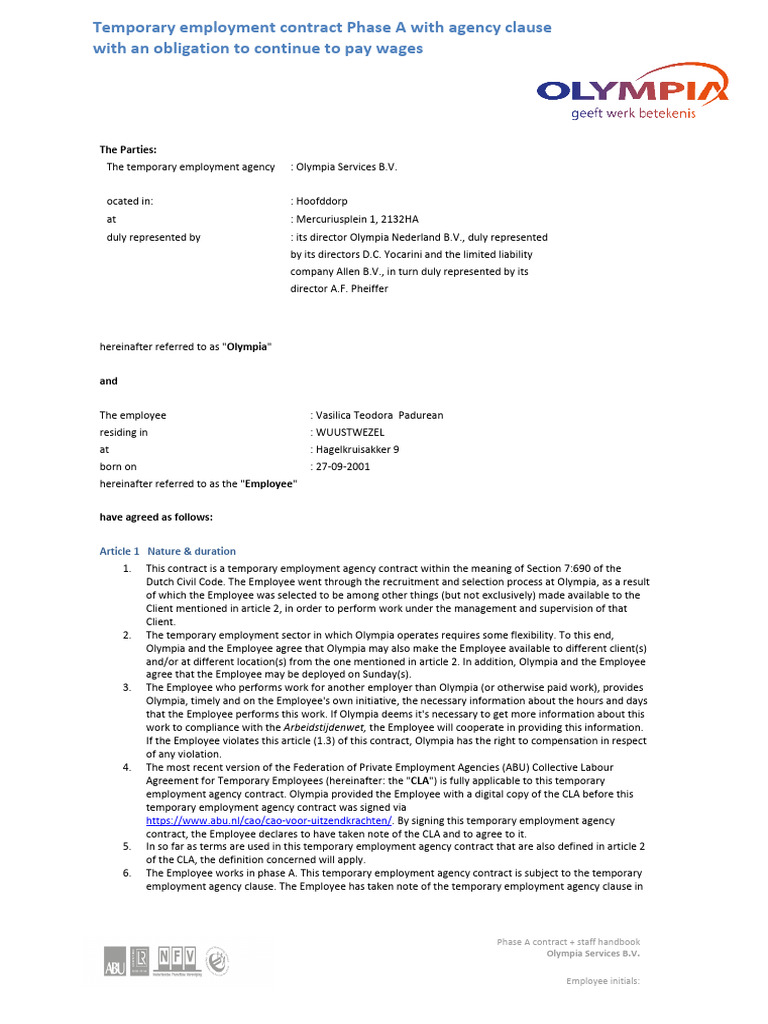 #20209003#FA#Flexibeleplaatsing FaseAmetbedingmetloondoorb (ENG) | PDF | Employment ...