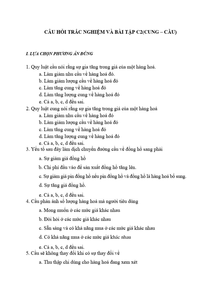 Bài tập C2 Cung cầu th.Duy anh | PDF