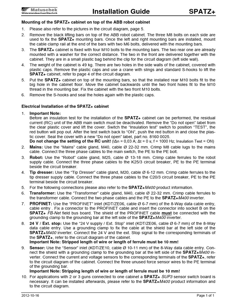 SPATZ+ Installation Guide 2012-10-16 | PDF