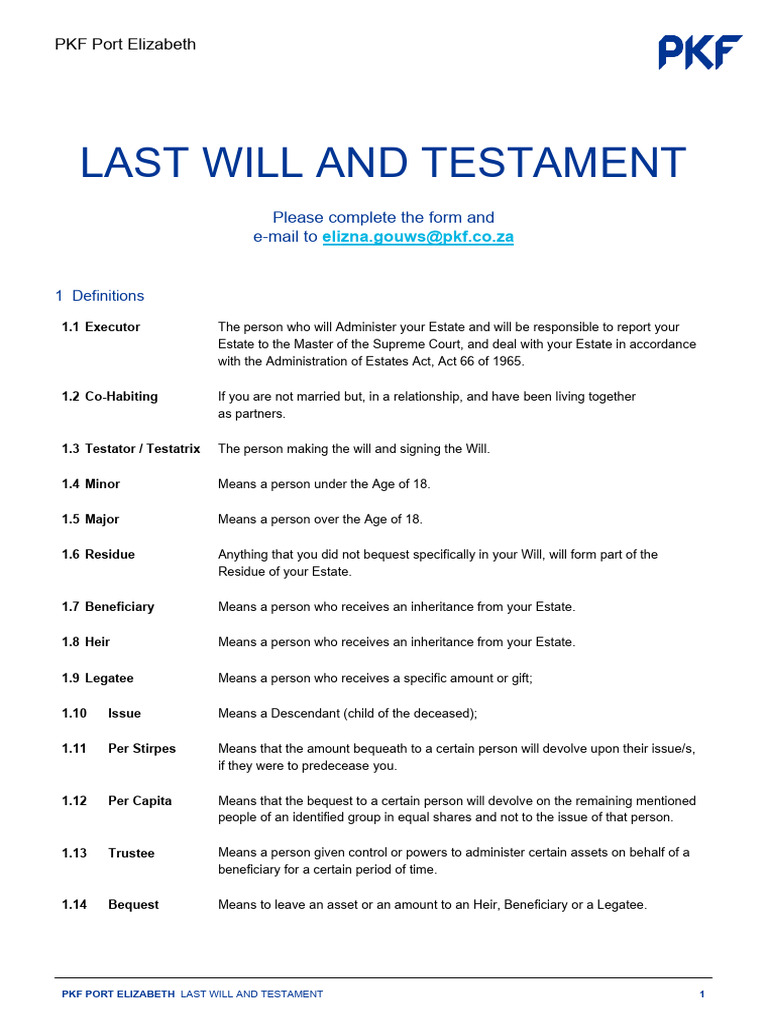 Last Will Testament Form | PDF | Will And Testament | Inheritance