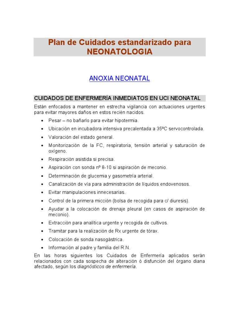 Cuidados para Anoxia Neonatal en UCI | PDF | Infantes | Sistema ...