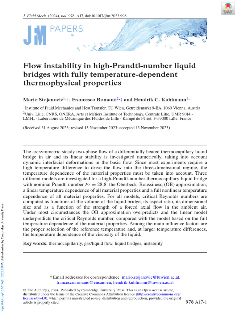 Flow Instability in Highprandtlnumber Liquid Bridges With Fully ...