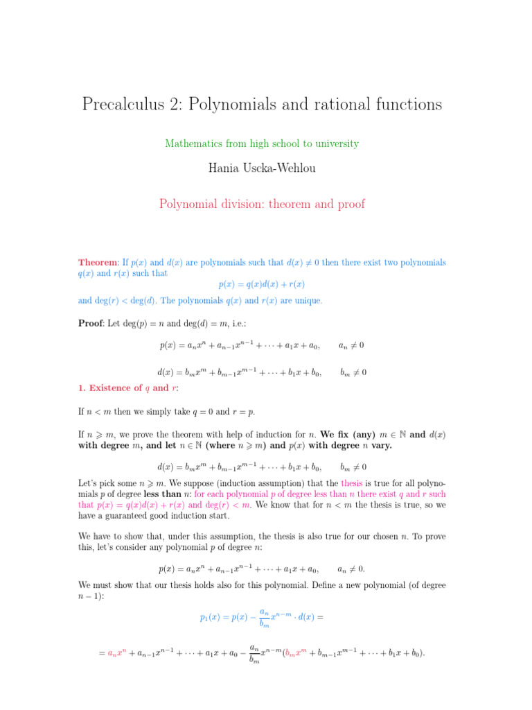 Article Theorem Proof Polynomial Division | Download Free PDF | Polynomial | Mathematical Proof