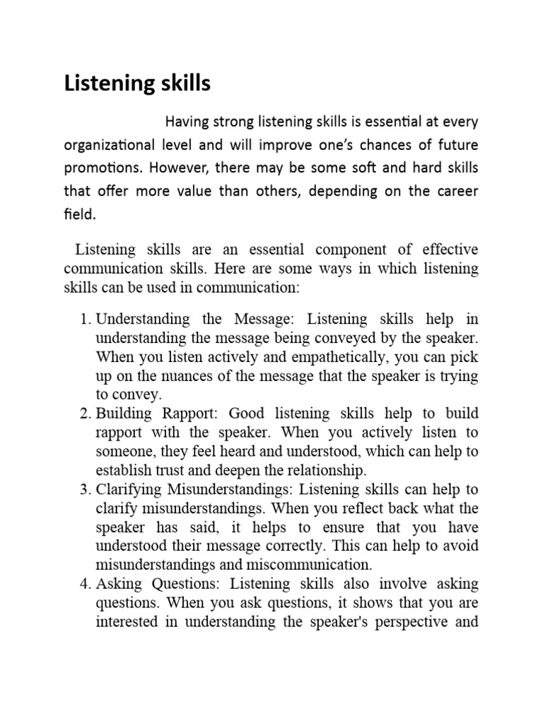 Listening Skills by k21CE061 | PDF | Nonverbal Communication ...