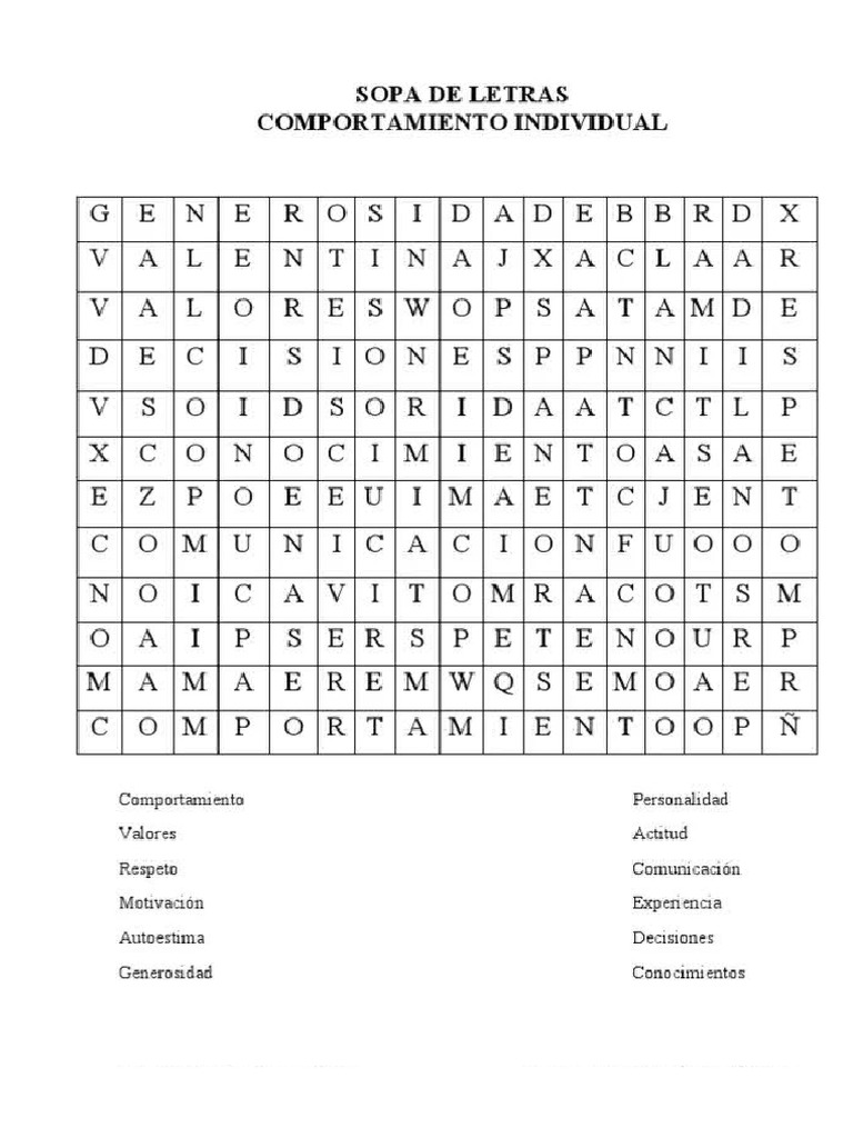 imprimir sopa de letras | PDF