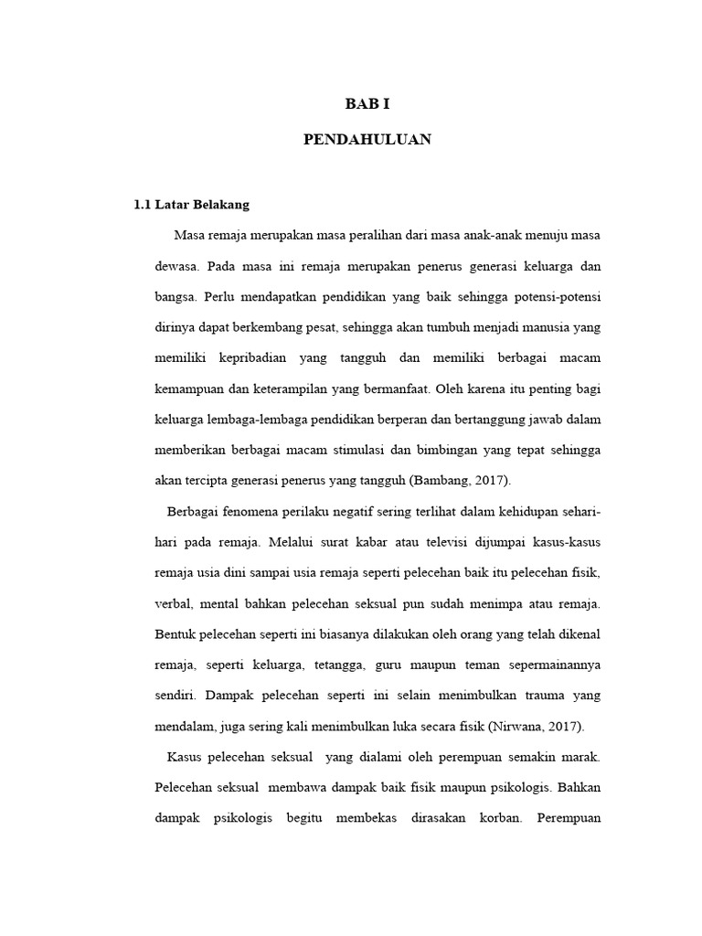 Proposal Bab 1-3 TTG Pelecehan Seksual (Nova) (1) Ok | PDF | Ilmu Sosial | Pengembangan Diri