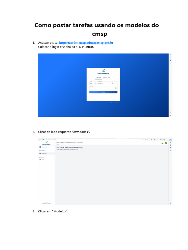 Como Postar Tarefas No CMSP | PDF | Carreira e Crescimento