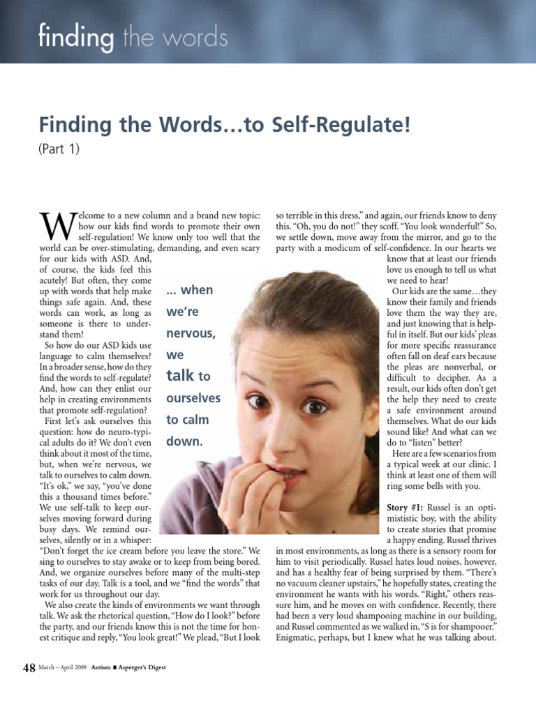 Finding The Words To Self Regulate PDF | PDF | Asperger Syndrome ...