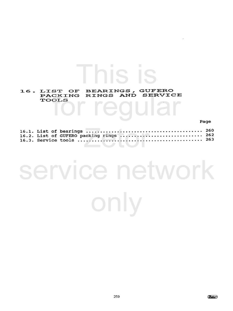 Major - GB - 16 - List of Bearings - Packing Rings and Service Tools | PDF