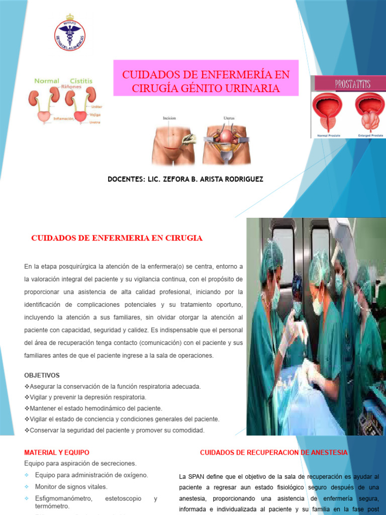 Cuidados De Enfermería En Cirugía Genitourinaria Pdf Infección Del