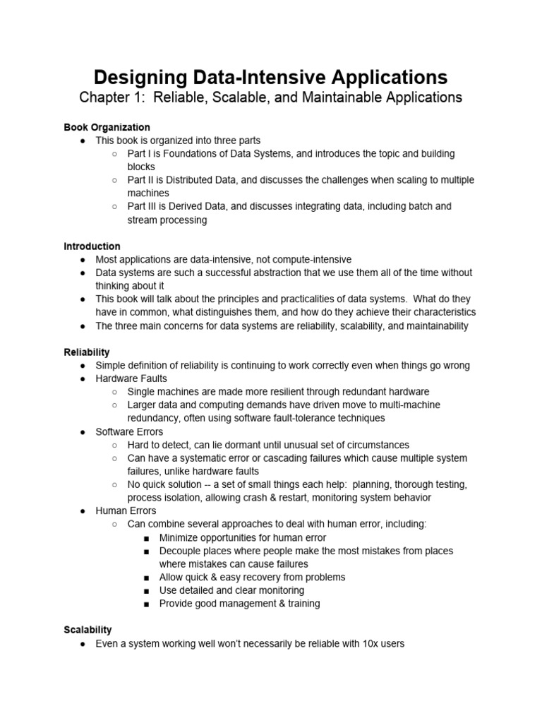 1 Designing Data-Intensive Apps - CH 1 | PDF | Reliability Engineering ...