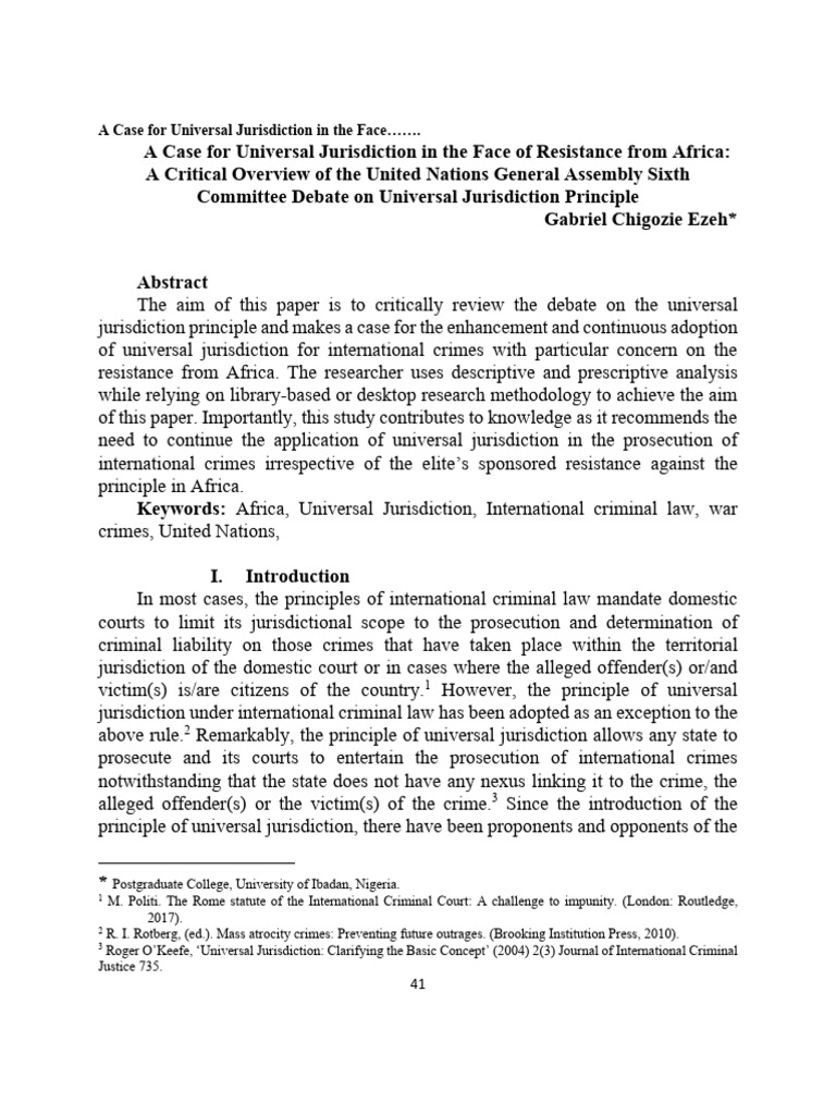 Universal Jurisdiction | PDF | Jurisdiction | International Criminal Law