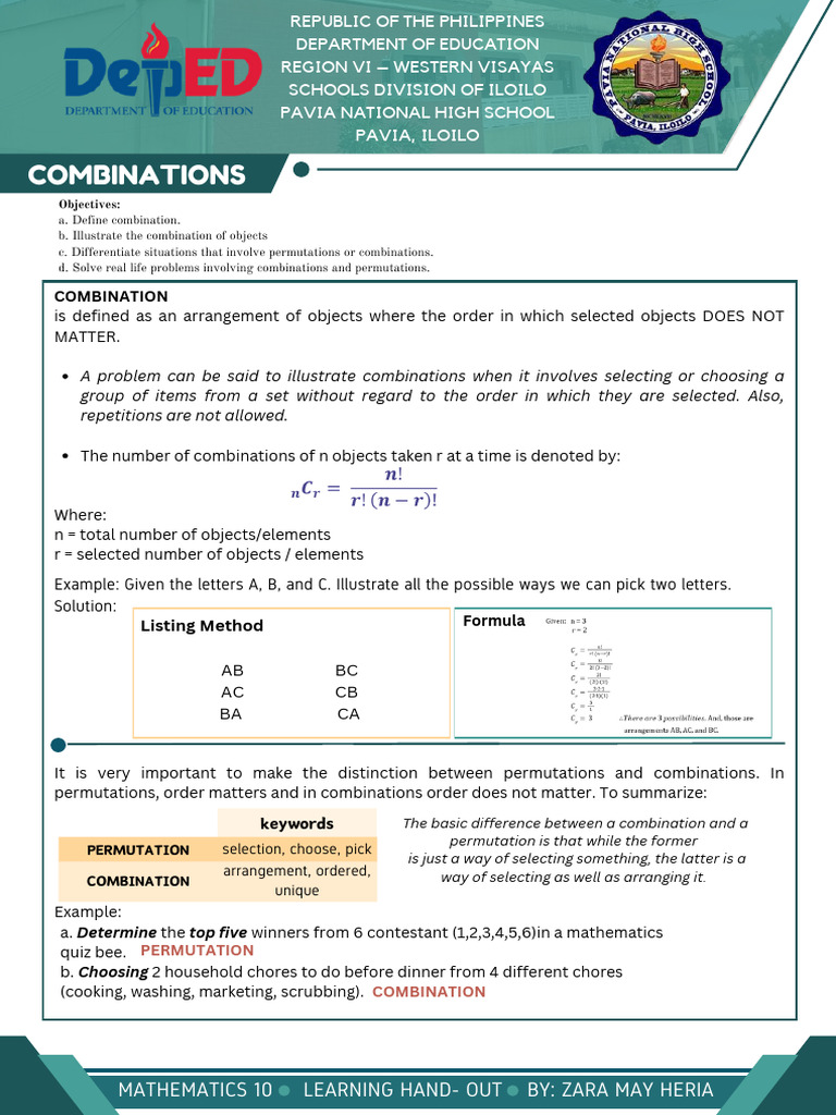 Understanding Combinations and Permutations | PDF | Permutation | Mathematics