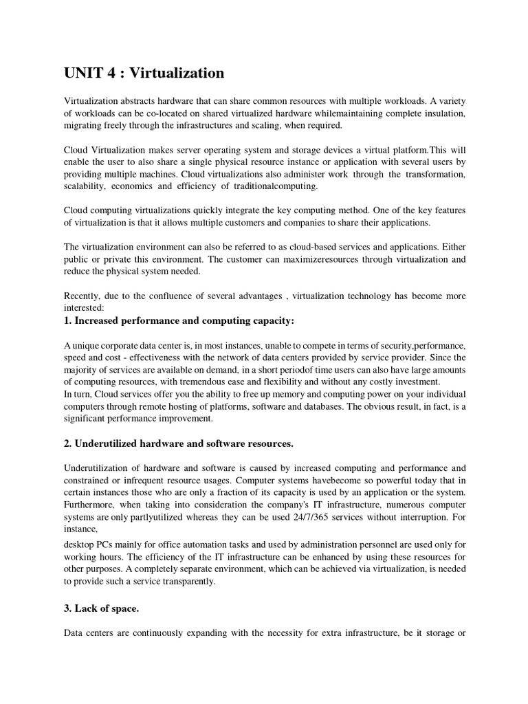UNIT 4 Virtualization | PDF | Computers