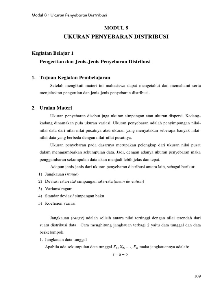 Modul Ukuran Penyebaran Distribusi | PDF