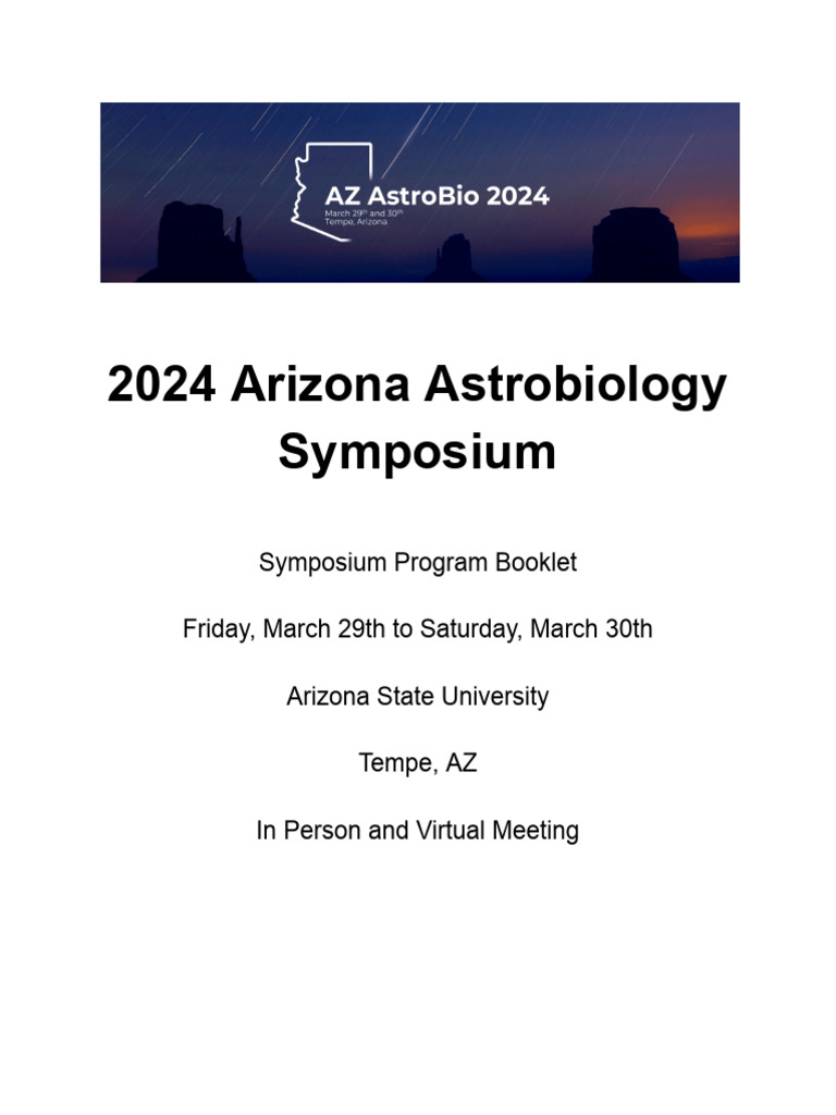 2024 Arizona Astrobiology Symposium | PDF | Planetary Habitability ...