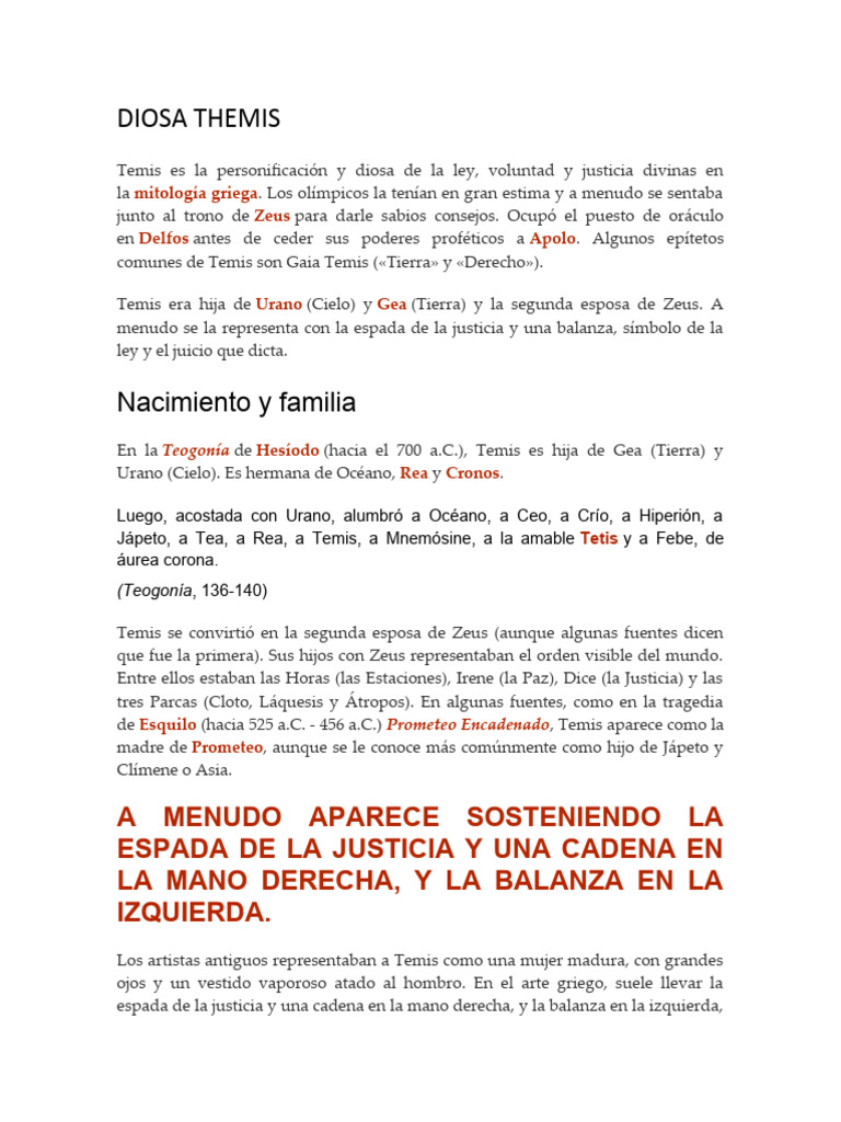 Diosa Themis | PDF | Zeus | Dioses griegos