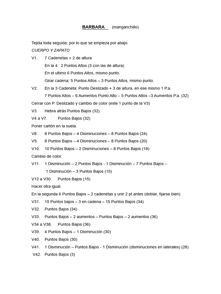 Instrucciones de Tejido para Muñeca | PDF