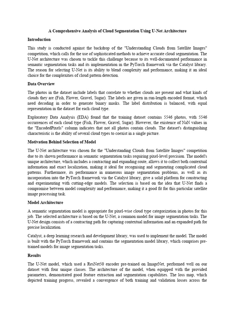 A Comprehensive Analysis of Cloud Segmentation Using U | PDF | Image ...