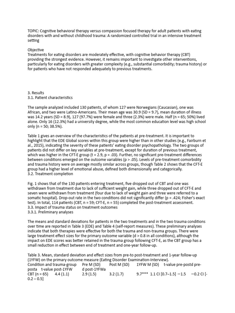 Critical Analysis Journal Article | PDF | Cognitive Behavioral Therapy ...