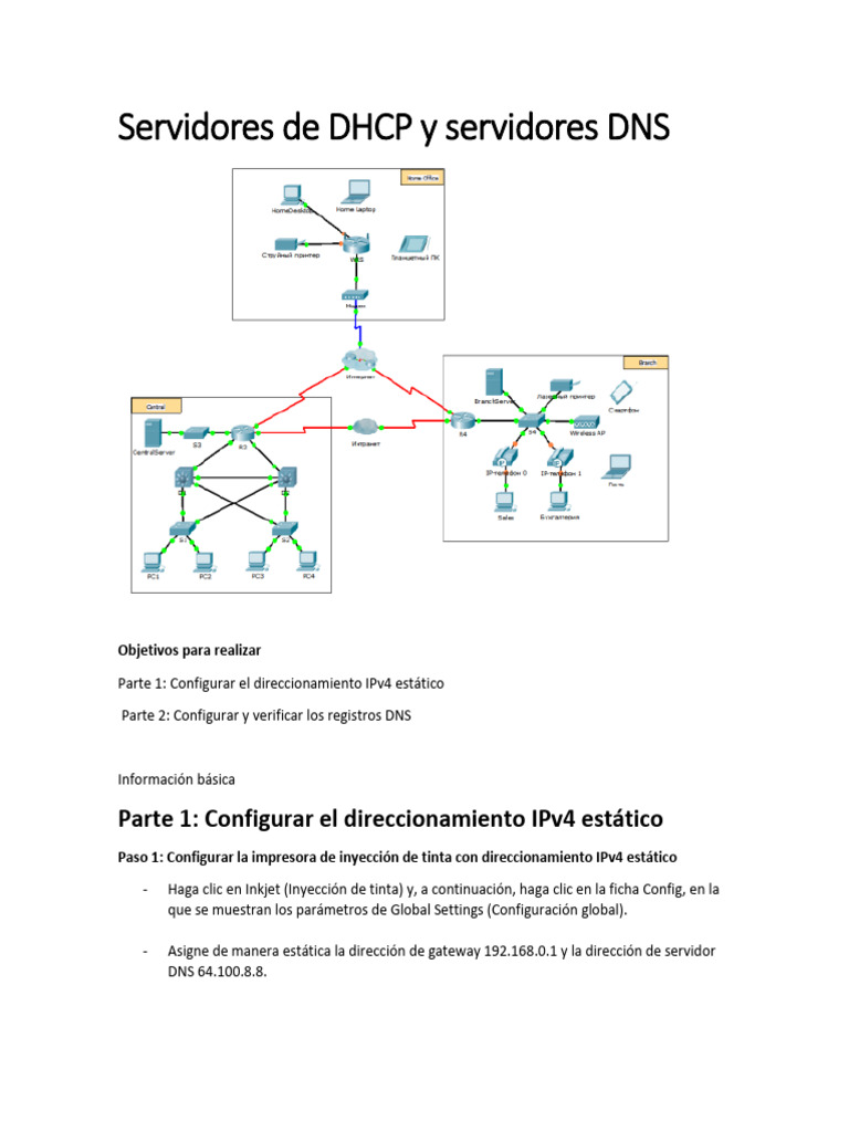 10.2.2.8 Servidores de DHCP y servidores DNS | PDF | Dirección IP | sistema de nombres de dominio