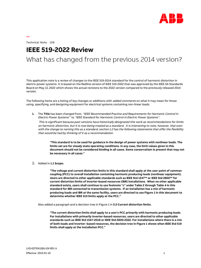 Tech - Note - 158 - IEEE - 519-2022 Review | PDF | Power Inverter ...
