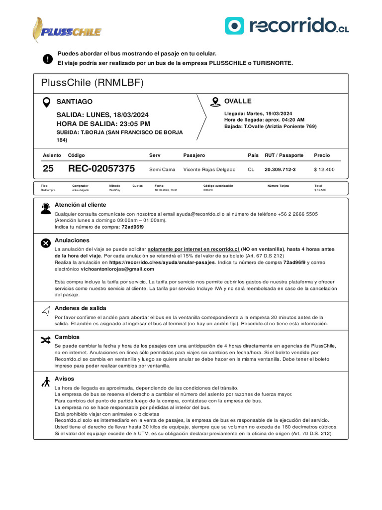 Pasaje Recorrido 72ad96f9 | PDF