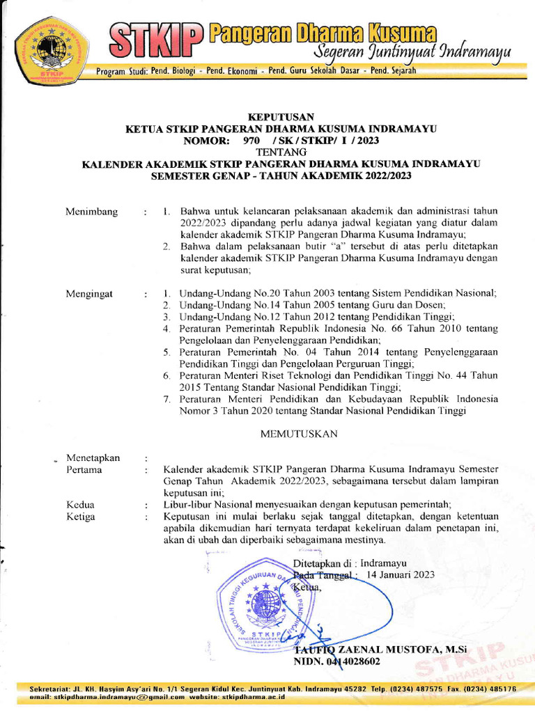 Kalender Semester Genap TA 2022-2023 | PDF