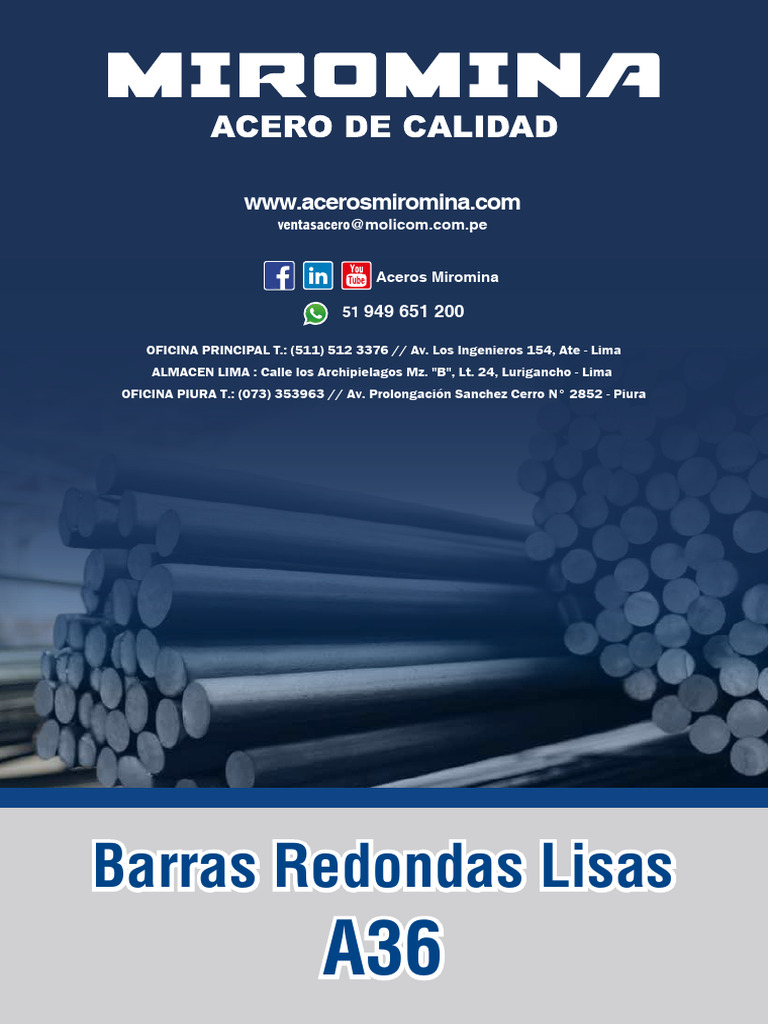 FT Barra Redonda Lisa A36 MIROMINA® | PDF | Conjuntos de elementos ...