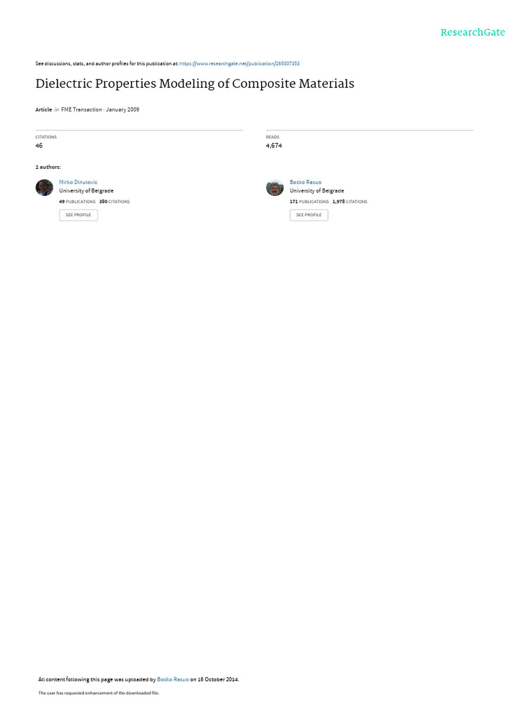 Dielectric Properties Modeling Of Composite Materi Pdf Permittivity Dielectric
