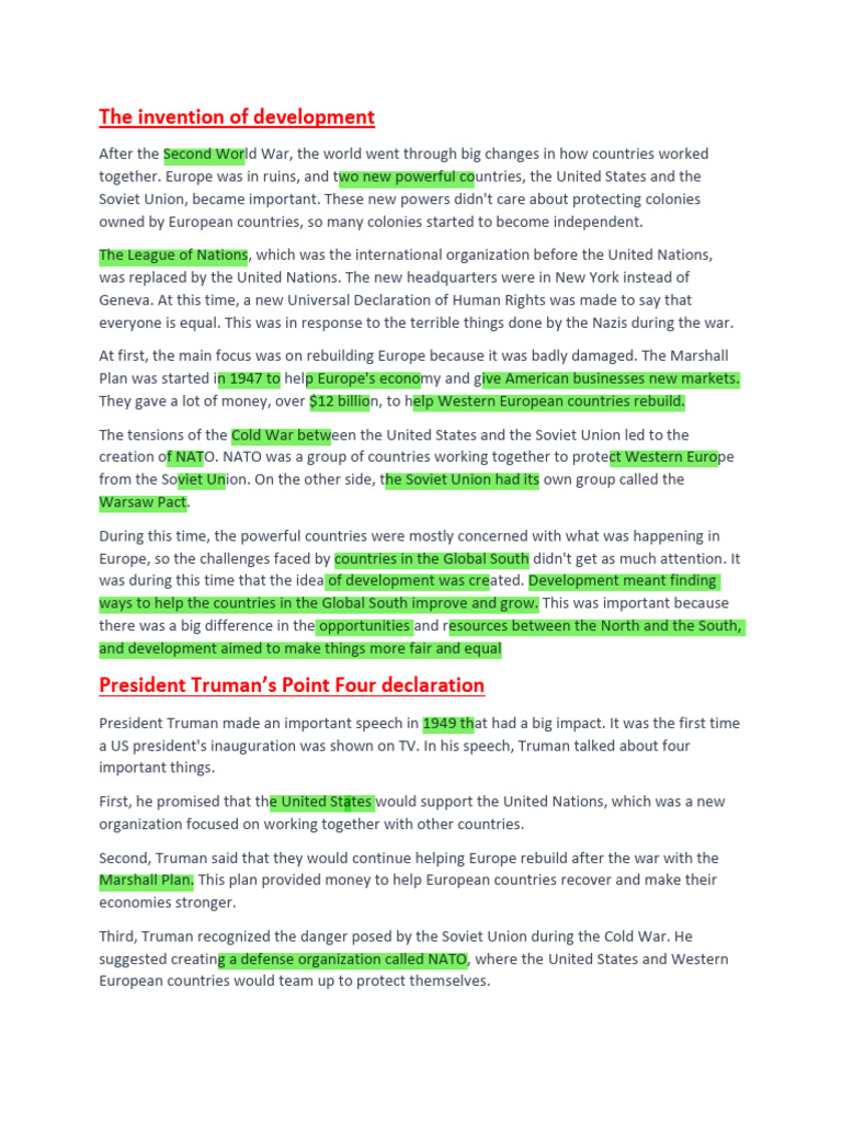 Lec 10. The Invention of (Under) Development | PDF | Harry S. Truman ...