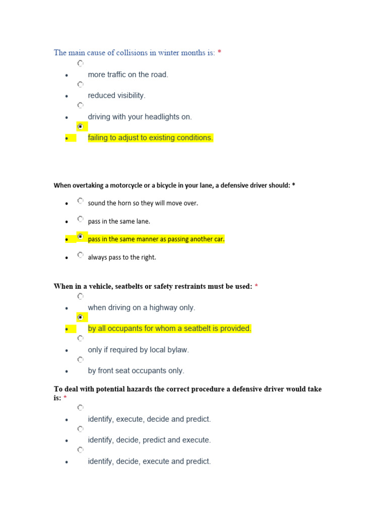 Saskatchewan Driver Safety Quiz | PDF | Traffic | Intersection (Road)
