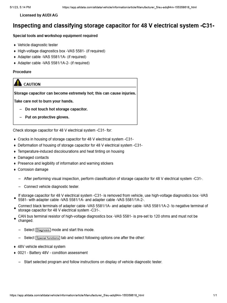 Inspecting and Classifying Storage Capacitor For 48 V Electrical System ...