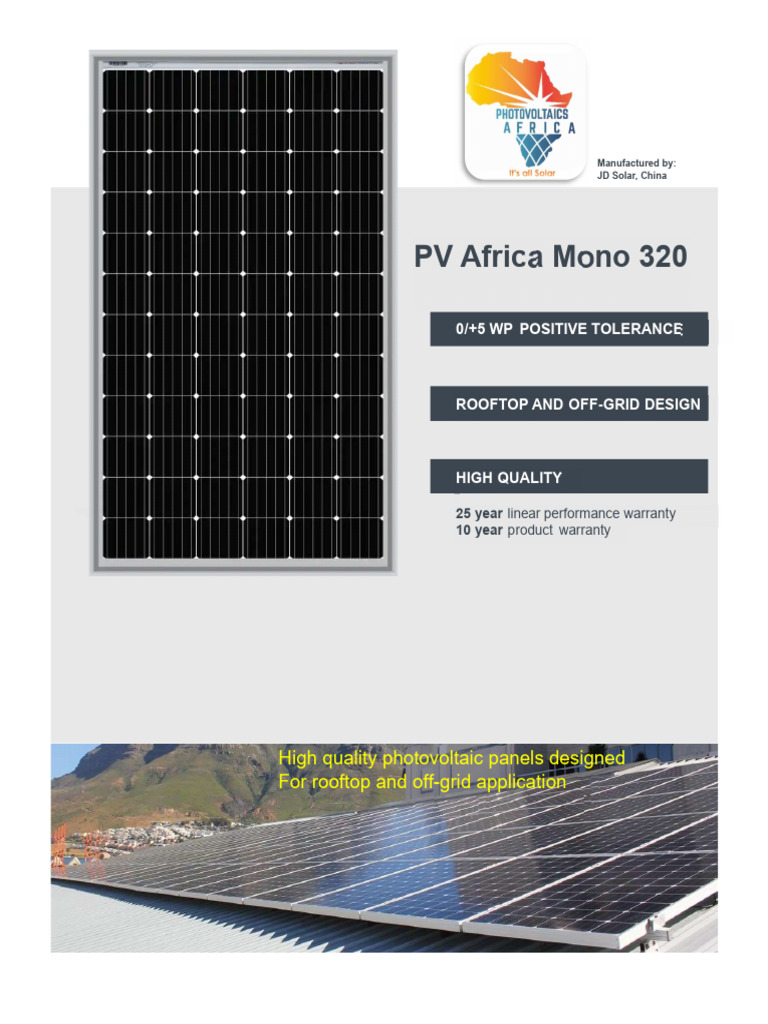 PV Africa Mono 320 - Datasheet | PDF