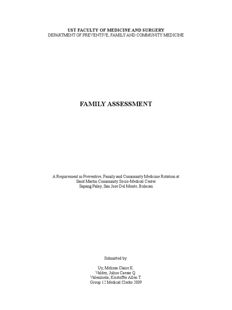 Family Assessment Form- For Printing | Malnutrition | Father