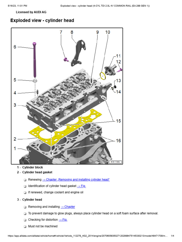 Exploded View - Cylinder Head 4-CYL TDI 2.0L 4V COMMON RAIL EA 288 GEN ...