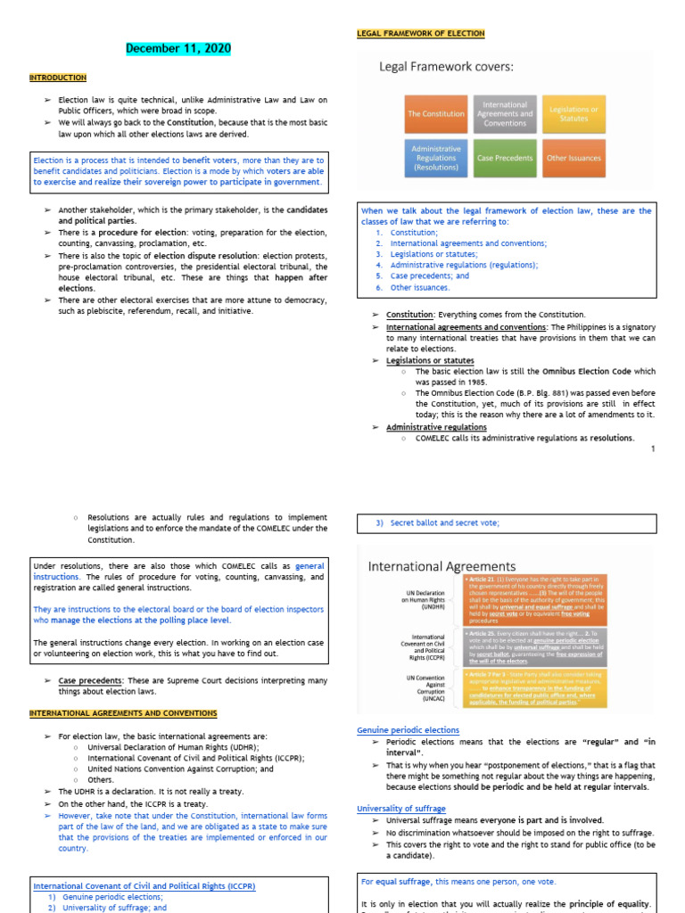 Election Law Finals Reviewer | PDF | Elections | Presidents Of The ...