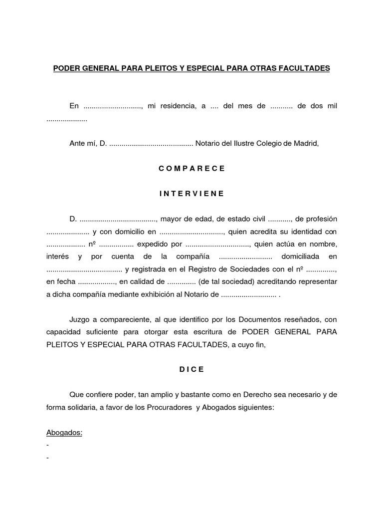 Poder General Pleitos Espanol | PDF | Justicia | Crimen y violencia