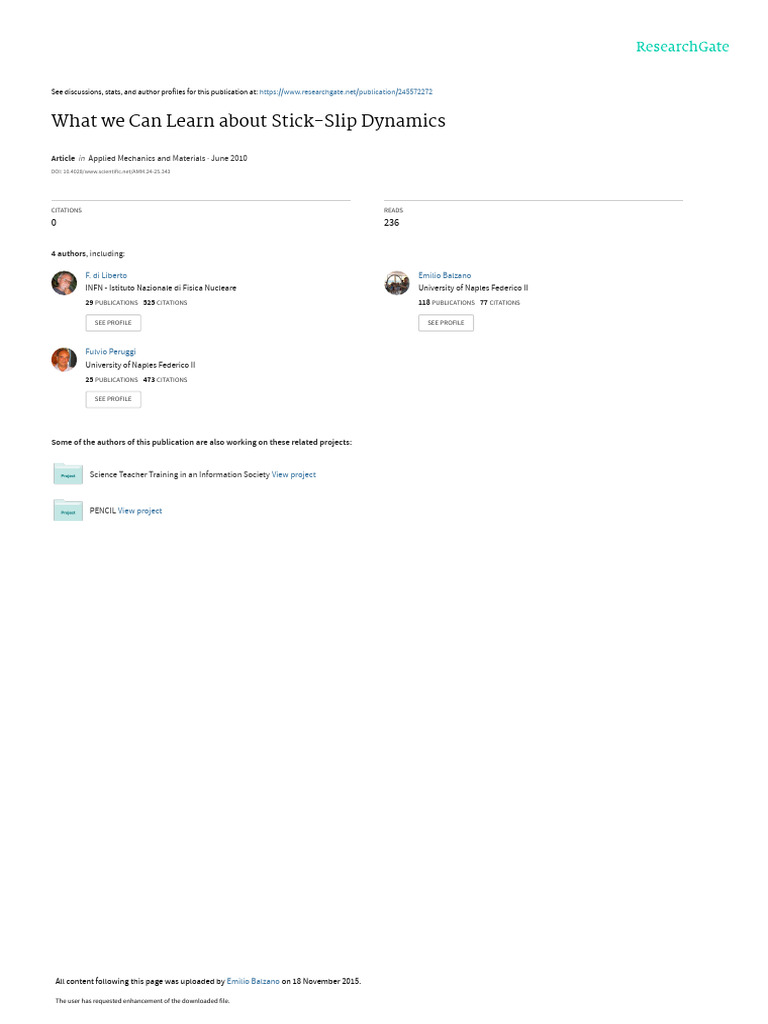 What We Can Learn About Stick-Slip Dynamics (PeruggiFulvio 2010 8p ...