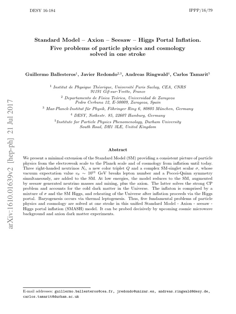 SMASH - Standard Model, Axion, Seesaw, Higgs Portal Inflation. Five ...