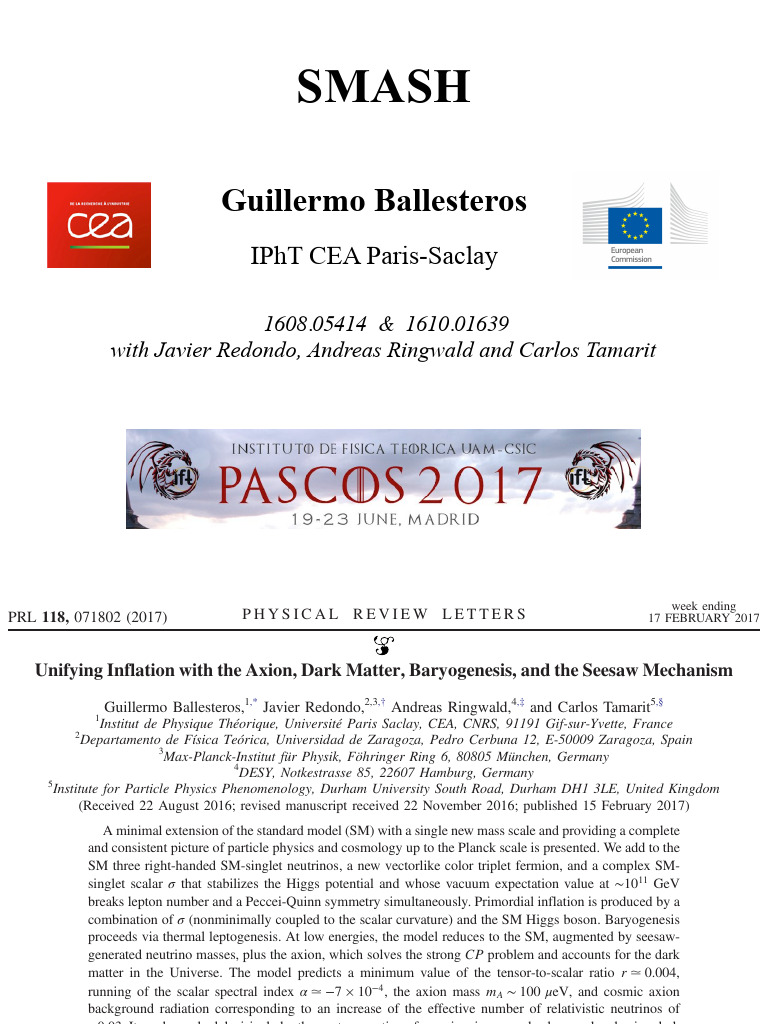 SMASH Slides For PASCOS'17 (Ballestreros 2017 24p | PDF | Standard ...