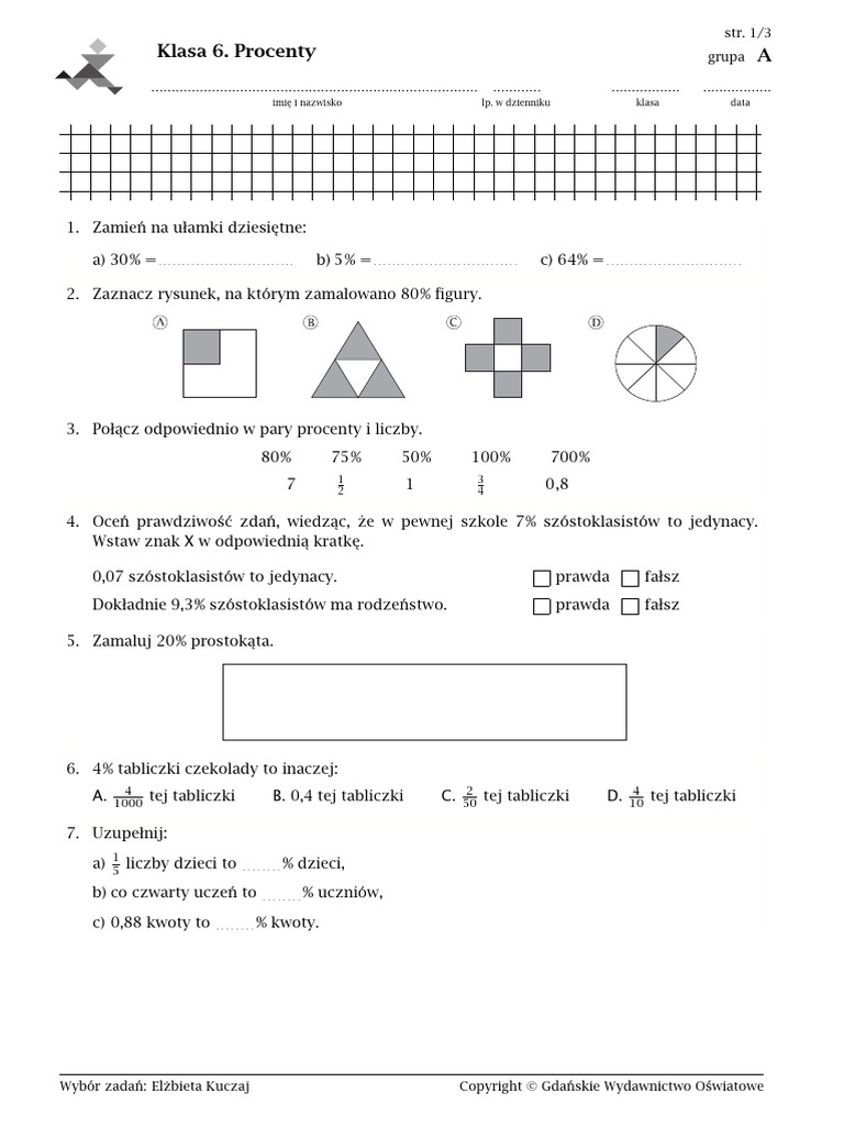 Procenty Zadania Pdf